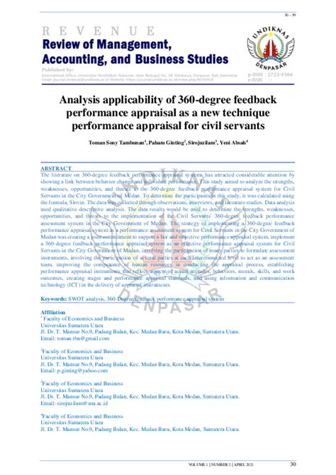 Pdf Analysis Applicability Of 360 Degree Feedback Performance Appraisal As A New Technique