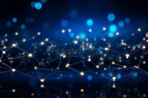 abstract blue background with interweaving of colored dots and lines