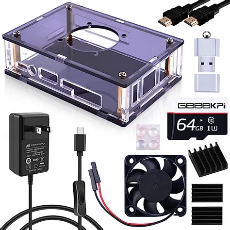 Geeekpi Orange Pi 5 5b Case Kit Case With Fan Heatsinks 18w 5v 3 6a Power Supply