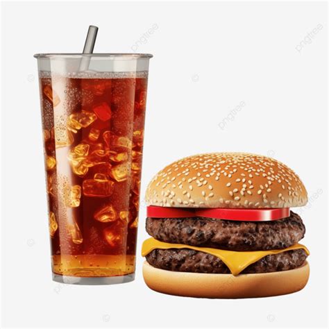 Ai 생성 3d 렌더링 그림 격리된 햄버거와 청량음료 햄버거 치즈버거 패스트 푸드 Png 일러스트 및 이미지 에 대한 무료