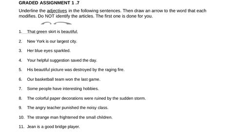 Solved GRADED ASSIGNMENT 1 7 Underline The Adjectives In The