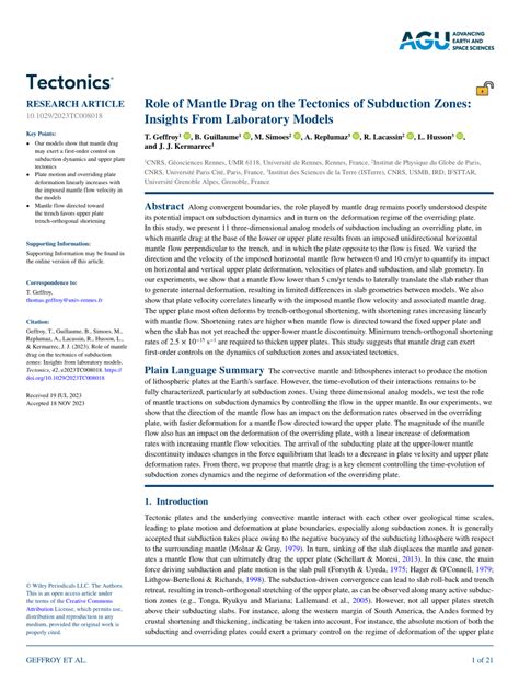 Pdf Role Of Mantle Drag On The Tectonics Of Subduction Zones