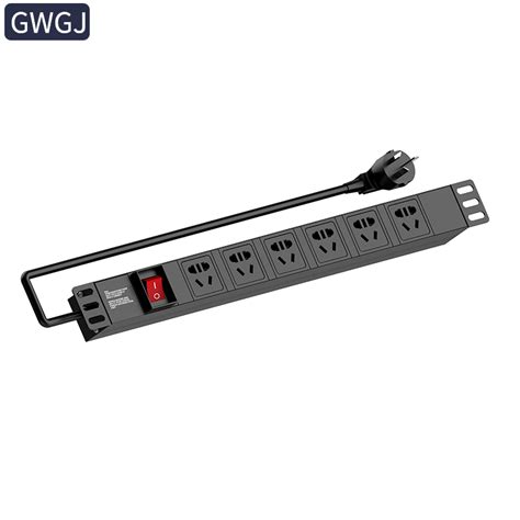 Gwgj Pdu机柜电源插座10a6位1u19英寸铝合金带开关排插接线板 虎窝淘