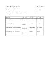 Phy110 Lab 4 Projectiles Lab Data Sheet Docx Lab 4 Projectile