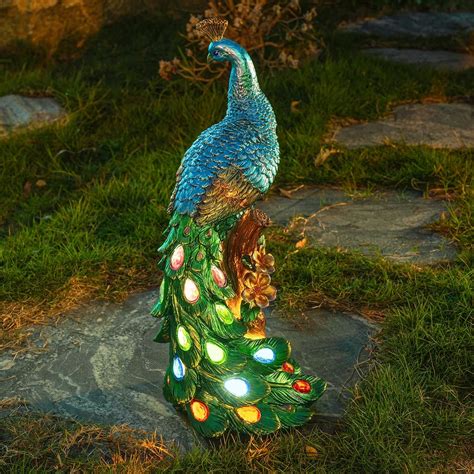 Wondhome Solar Peacock Statues Garden Outdoor Decor Porch