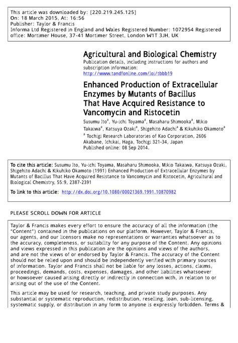 Pdf Enhanced Production Of Extracellular Enzymes By Mutants Of