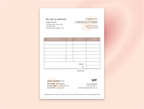 Order Form Template Editable Small Business Printable Purchase Forms Modern Printable Canva