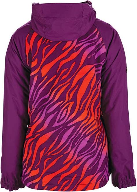 Women S Mannual Vamp Insulated Jacket Plum Zebra Print Salty Peaks Snowboard Shop