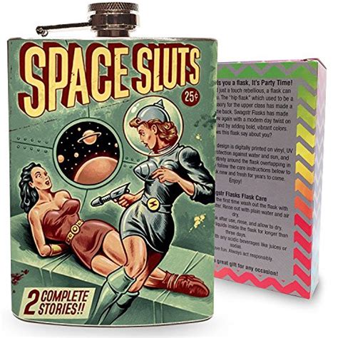 Buy Space Sluts Flask 8oz Stainless Steel Silver Metal Drinking Hip Flasks For Spirits Alcohol