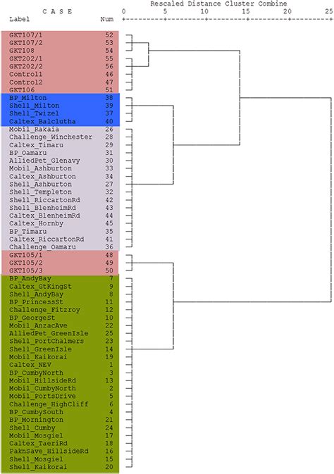 dendrogram using ward s linkage method showing cluster relationship