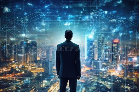 Hacker Looking On Glowing Stock Chart On Virtual Screen Trade And Malware Concept Generative Ai