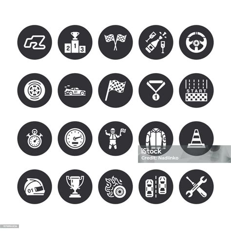 자동차 경주 벡터 평면 모양 아이콘입니다 추적 속도 자동 우승 서명 자동차 경주 헬멧 체크 무늬 깃발 스티어링 휠 시작 합니다 단단한 실루엣 픽셀 완벽 한 64 X 64