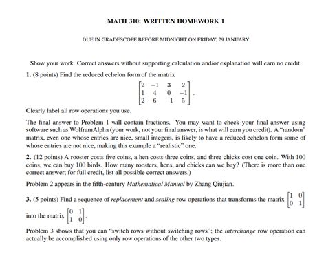 Solved Math 310 Written Homework 1 Due In Gradescope Before