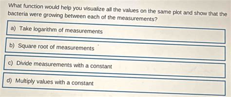 Solved What Function Would Help You Visualize All The Values On The
