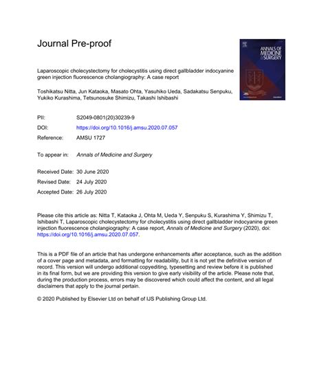 Pdf Laparoscopic Cholecystectomy For Cholecystitis Using Direct Gallbladder Indocyanine Green