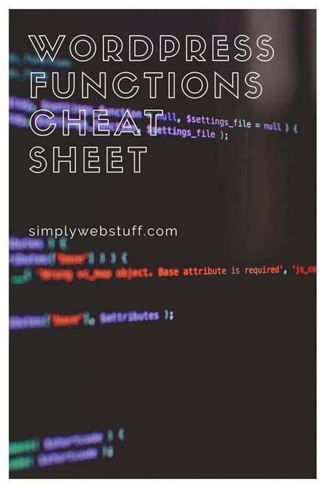 Wordpress Functions Cheat Sheet Wordpress Web Development Folder