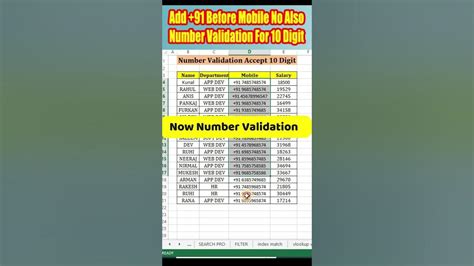 Shorts Add 91 Before Mobile Number In Excel Youtubeshorts Ytshorts Jktutorials Youtube