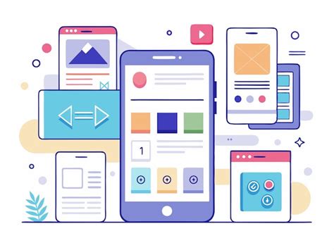 Illustration Mobile Wireframe Idea With Minimalist Design Showcasing Various Ui Elements