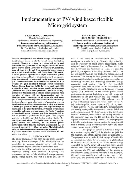 PDF Implementation Of PV Wind Based Flexible Micro Grid System