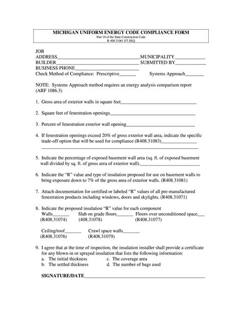 Michigan Energy Code Worksheet Fill Out And Sign Online Dochub