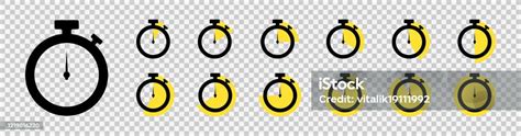 타이머 아이콘이 설정됩니다 카운트 다운 타이머 투명 한 배경에 스톱워치 기호입니다 벡터 10에 대한 스톡 벡터 아트 및 기타 이미지 Istock