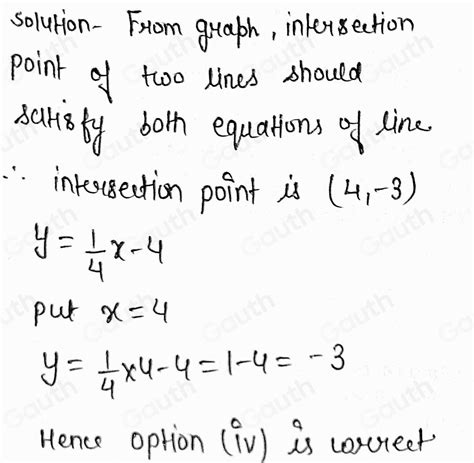 Solved The Graph Below Shows A System Of Two Linear Functions Which System Of Equations