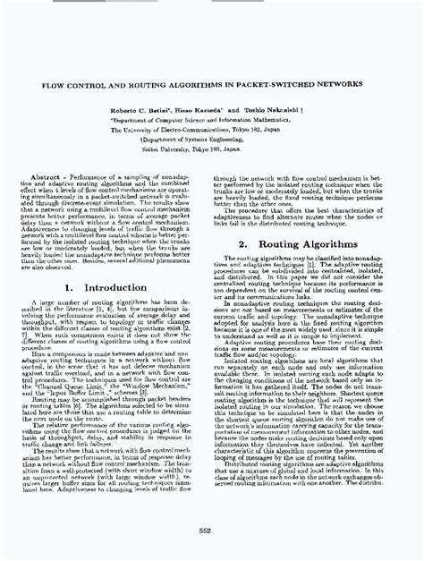 flow control and routing algorithms in packet switched networks ieee conference publication