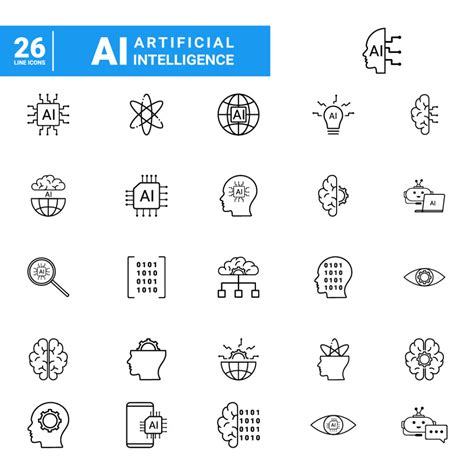 Set Of 26 Outline Icons Artificial Intelligence Masterbundles