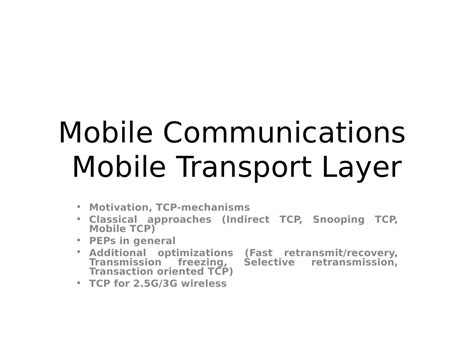 Mobile Transport Layer Pdf Transmission Control Protocol Network Congestion