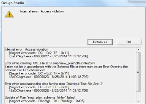 Internal Error Access Violation Message While Using Generate Schema