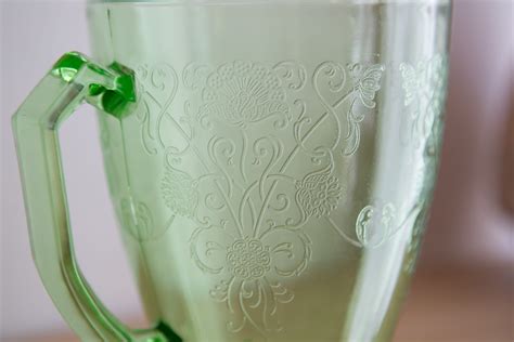 Hazel Atlas Florentine Uranium Glass Pitcher Awe