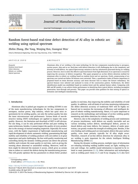 Pdf Random Forest Based Real Time Defect Detection Of Al Alloy In