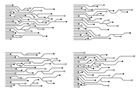 인쇄 회로 기판 세트입니다 추상적인 미래형 회로 기판 하이테크 디지털 회로 기판 미래 지향적인 기술 디자인 요소 벡터 그림 회로판에 대한 스톡 벡터 아트 및 기타 이미지