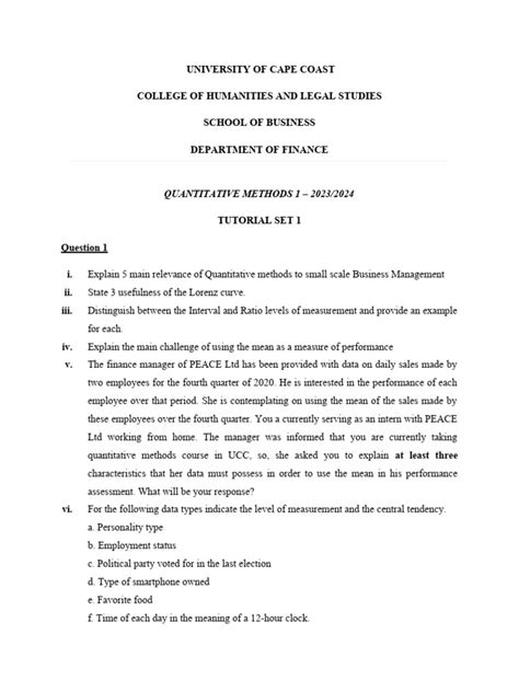 Tutorial Set 1 Quanty 1 Undated Pdf Level Of Measurement