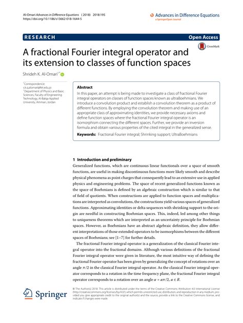 Pdf A Fractional Fourier Integral Operator And Its Extension To Classes Of Function Spaces