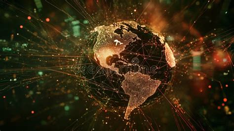 Visual Representation Of A Global Network Connecting Continents And