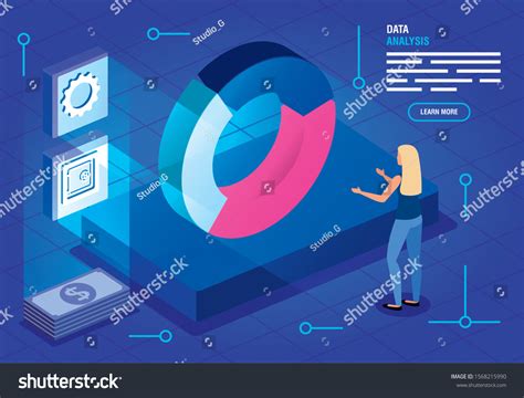 Business Woman Data Analysis Vector Illustration Stock Vector Royalty