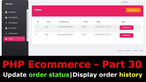 Php Ecom Part 30 How To Display And Update Order Status From Admin