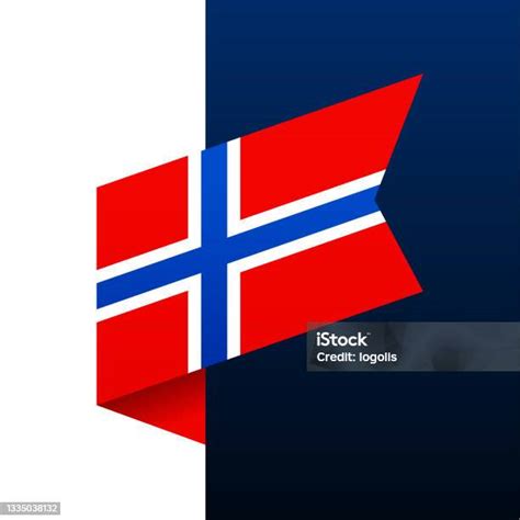 노르웨이 코너 플래그 아이콘 종이 접기 스타일의 국가 엠블럼 용지 절단 코너 벡터 그림입니다 노르웨이에 대한 스톡 벡터 아트 및 기타 이미지 Istock