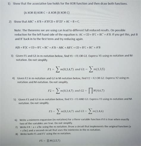Solved Show That The Associative Law Holds For The XOR Chegg