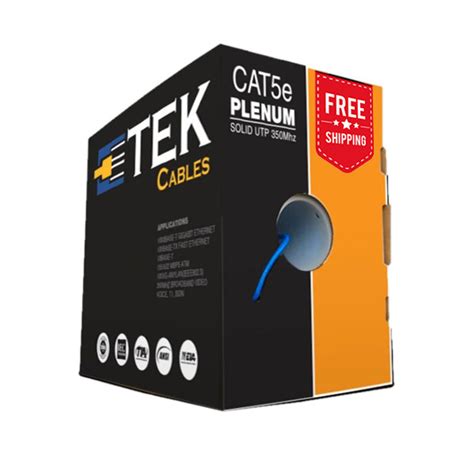 Cat5e Plenum Solid Conductor 1000ft Ethernet Cable 24awg Blue Etekcables