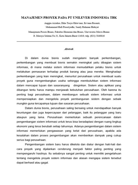 Tm5 Analisismanajemenproyekpadapt Unileverindonesiatbk Pdf
