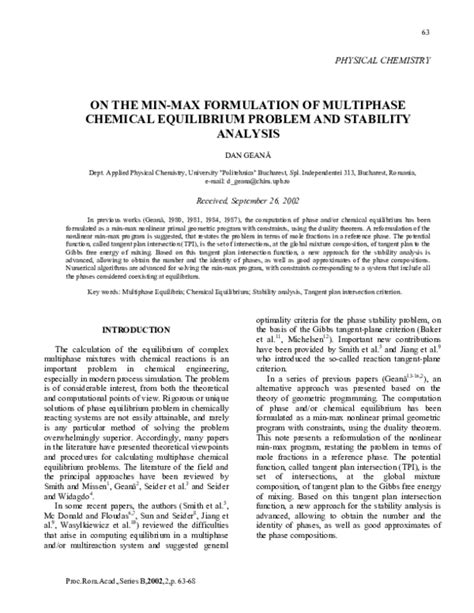 Pdf Physical Chemistry On The Min Max Formulation Of Multiphase