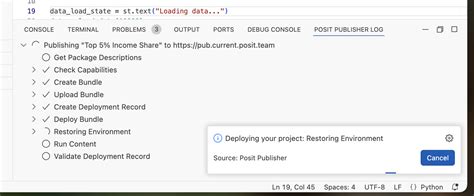 publishing from vs code or positron posit connect documentation