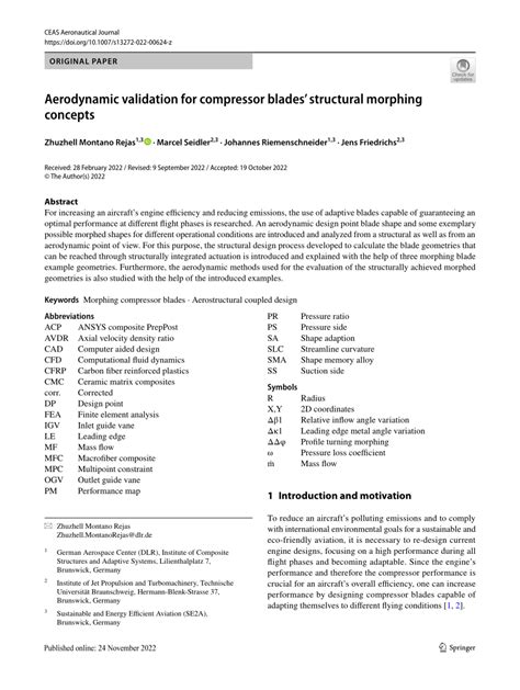 Pdf Aerodynamic Validation For Compressor Blades Structural Morphing Concepts