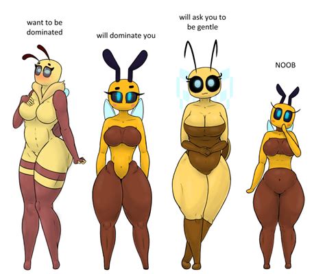 Rule 34 4girls 3 Antennae Anthro Ass Bee Bee Minecraft Belly Black Sclera Blue Eyes Blush