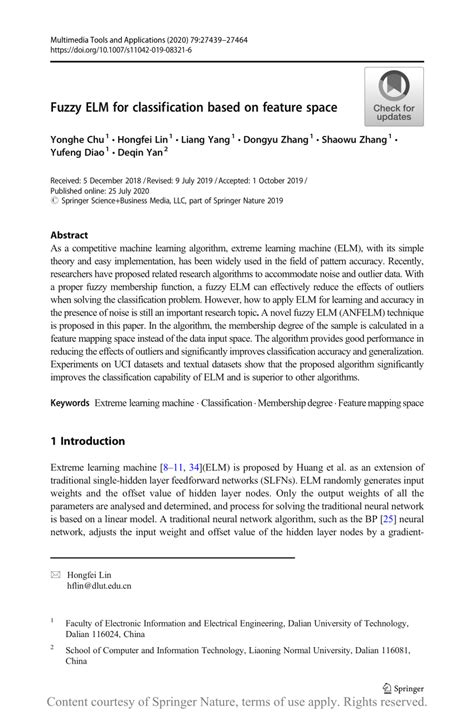 Fuzzy Elm For Classification Based On Feature Space Request Pdf