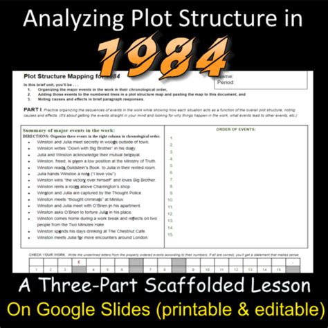 1984 Mapping And Analyzing Plot Structure Lesson Worksheets Activity
