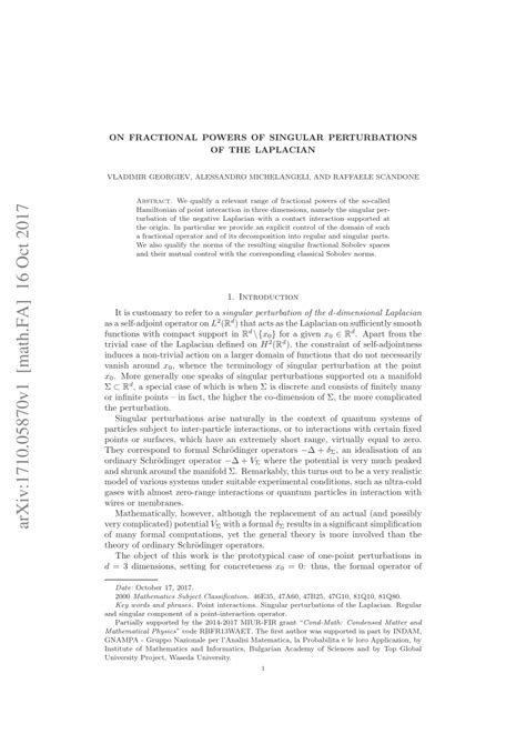 Pdf On Fractional Powers Of Singular Perturbations Of The Laplacian