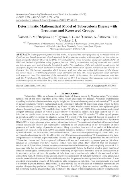 Pdf Deterministic Mathematical Model Of Tuberculosis Disease